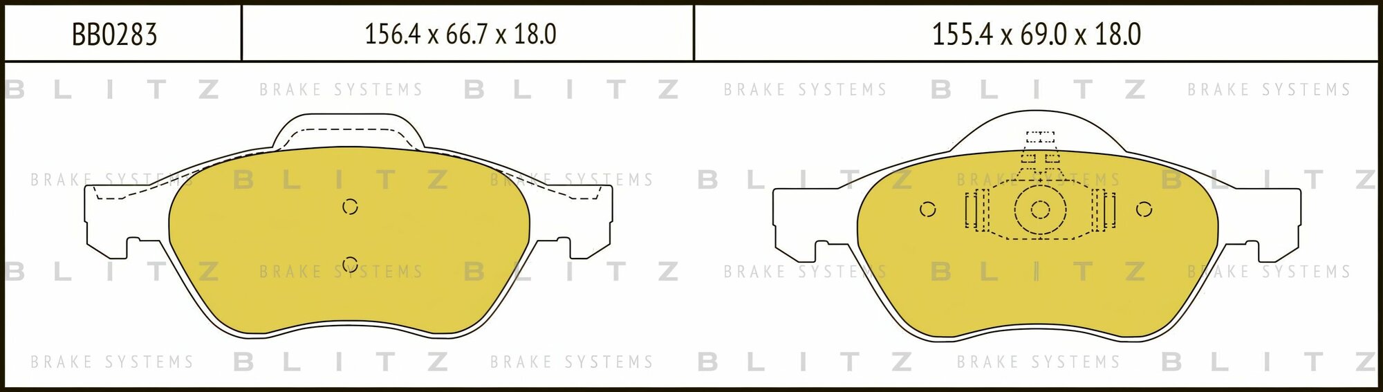 Тормозные колодки передние для Рено Лагуна, 2, 3, Меган 2, Сценик 2 BB0283 BLITZ