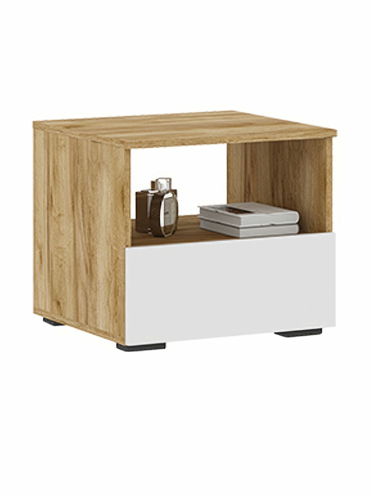 Тумба прикроватная Ирэн с ящиком, с полкой, 50.2х46х44.2 см, Белый / Дуб Крафт золотой