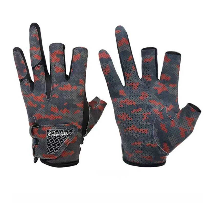 Гamakatsu противоскользящие летние перчатки для рыбалки XL, Cam Red B