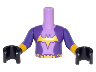 Torso Mini Doll Girl Bright Light Orange Bat Symbol and Belt Pattern, Dark Purple Sleeves with Bright Light Orange Cuffs and Black Hands, FTGpb116c01 Medium Lavender U