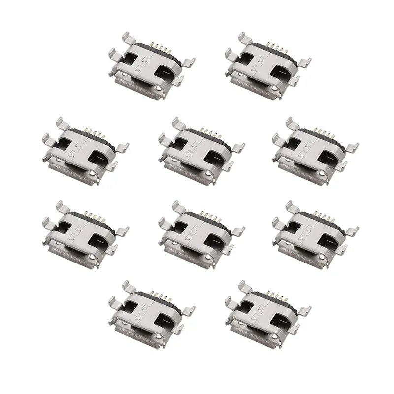 Micro USB гнездо 5-контактное серебристого цвета для ремонта B