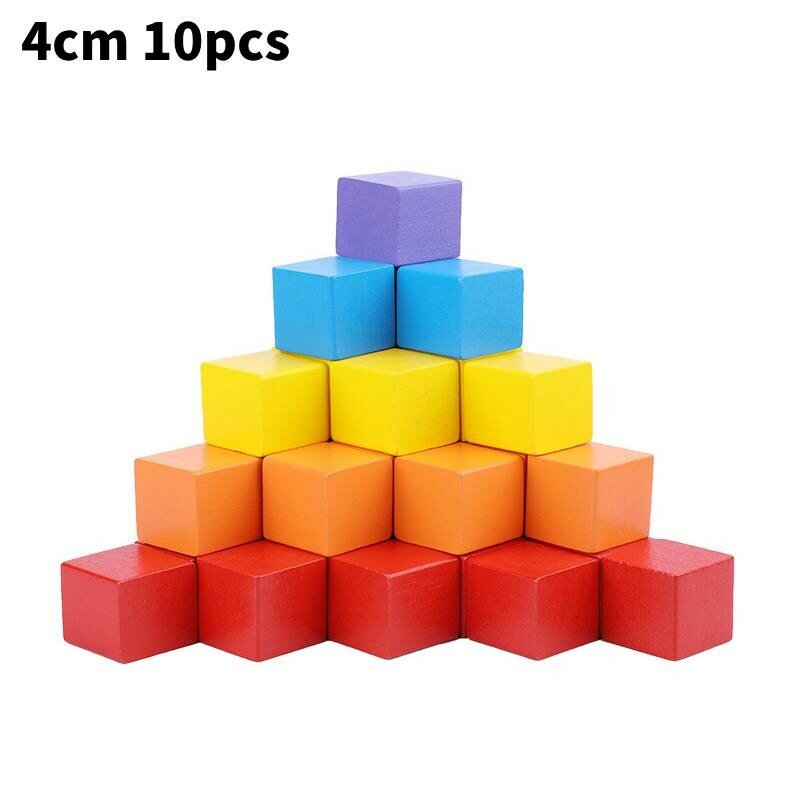 Деревянные кубики colorful building blocks educational toys для детей geometry learning, 4 см, 10 шт