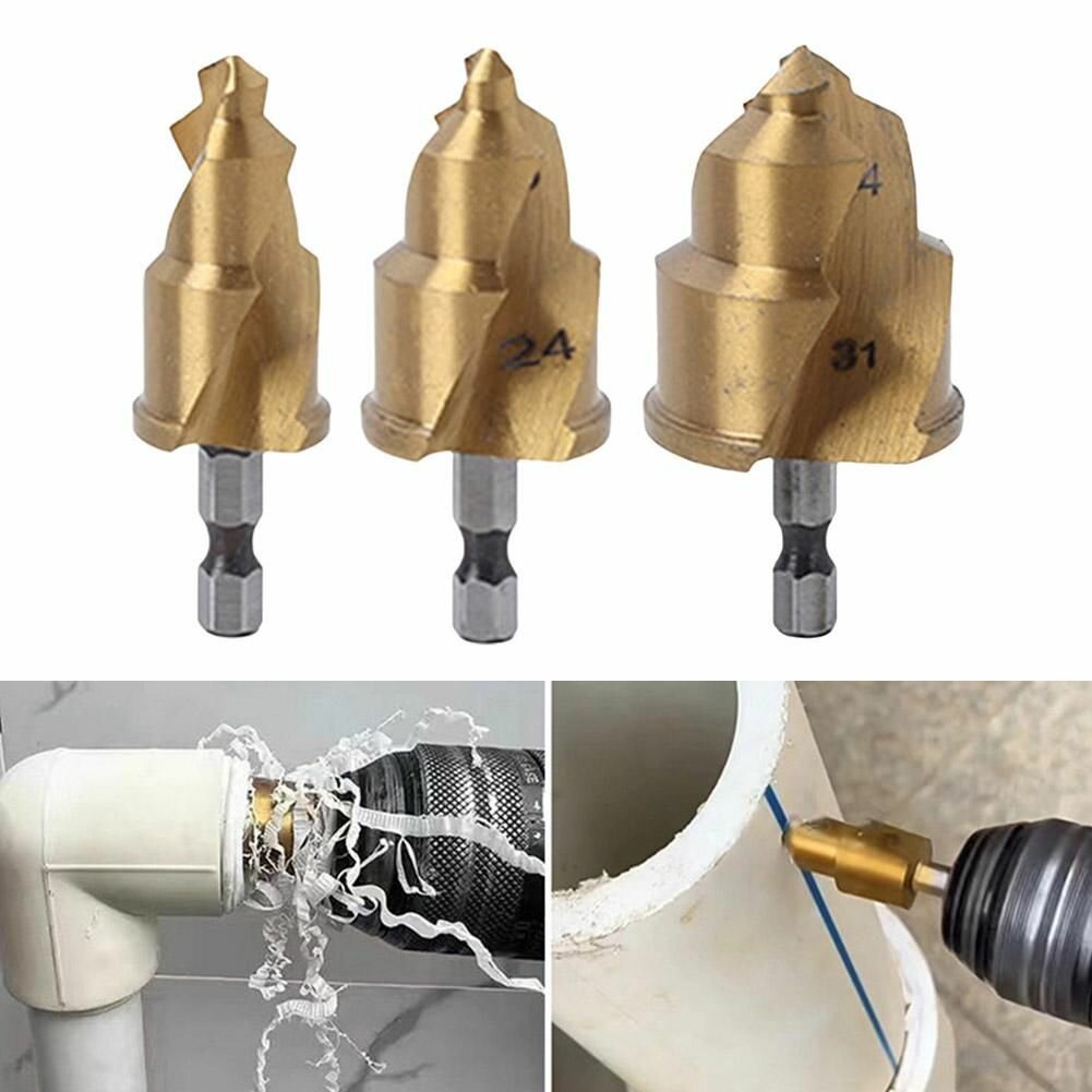 Сверло для водопроводных труб с шестигранной ручкой, сверло с титановым покрытием, развертка для ремонта водопроводных труб 4/6/1 дюйм