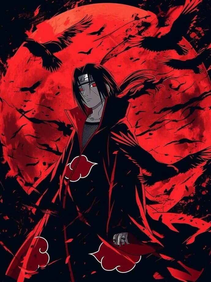 Алмазная картина "Новая фотография Учиха Итачи" алмазная огранка 40х50 см,40X50CM, белый