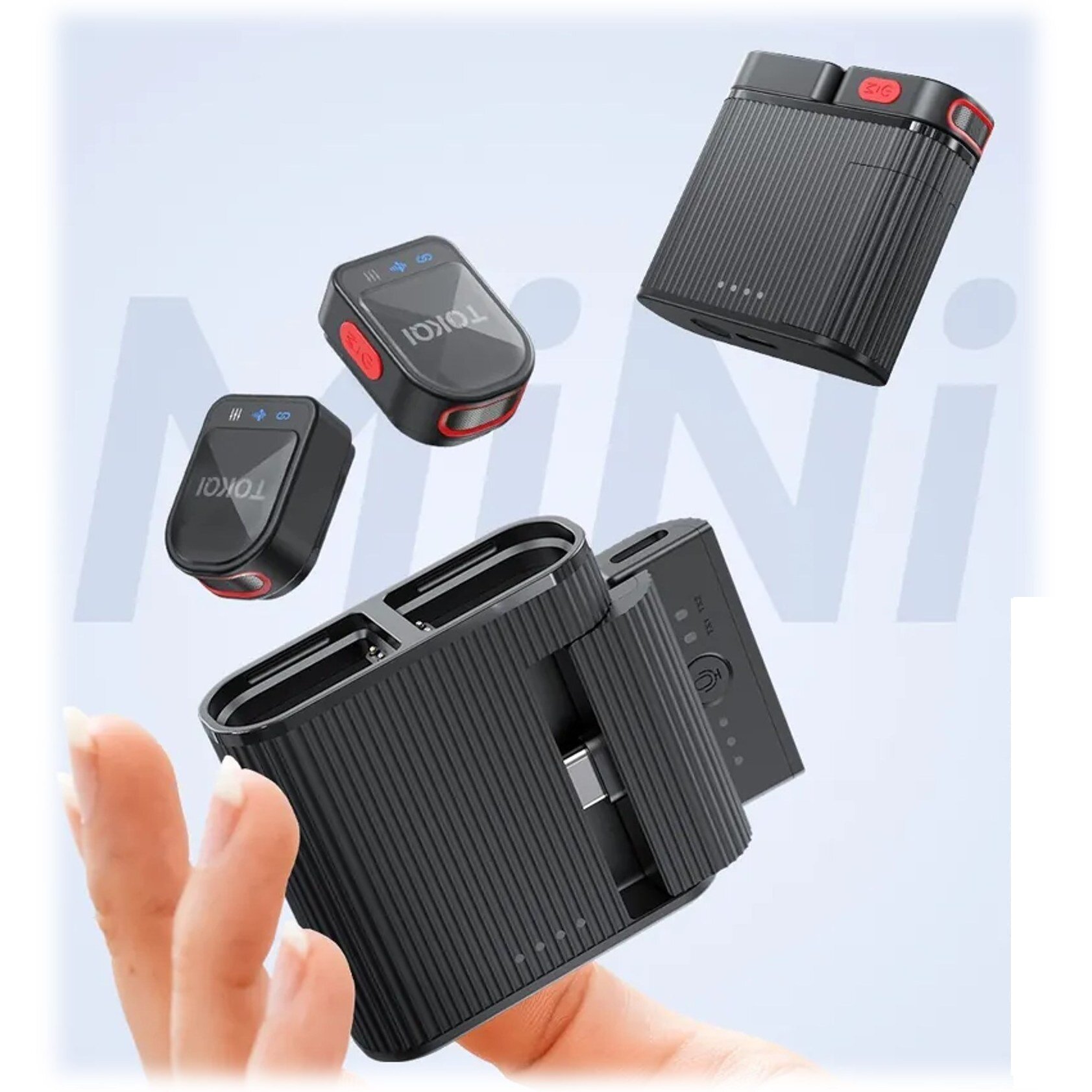 Беспроводной микрофон TokQi H01 Wireless 2-in-1 Magnetic Microphone, iPhone/Android, 2.4GHz, ENC, 70 mAh/600 mAh, Черный