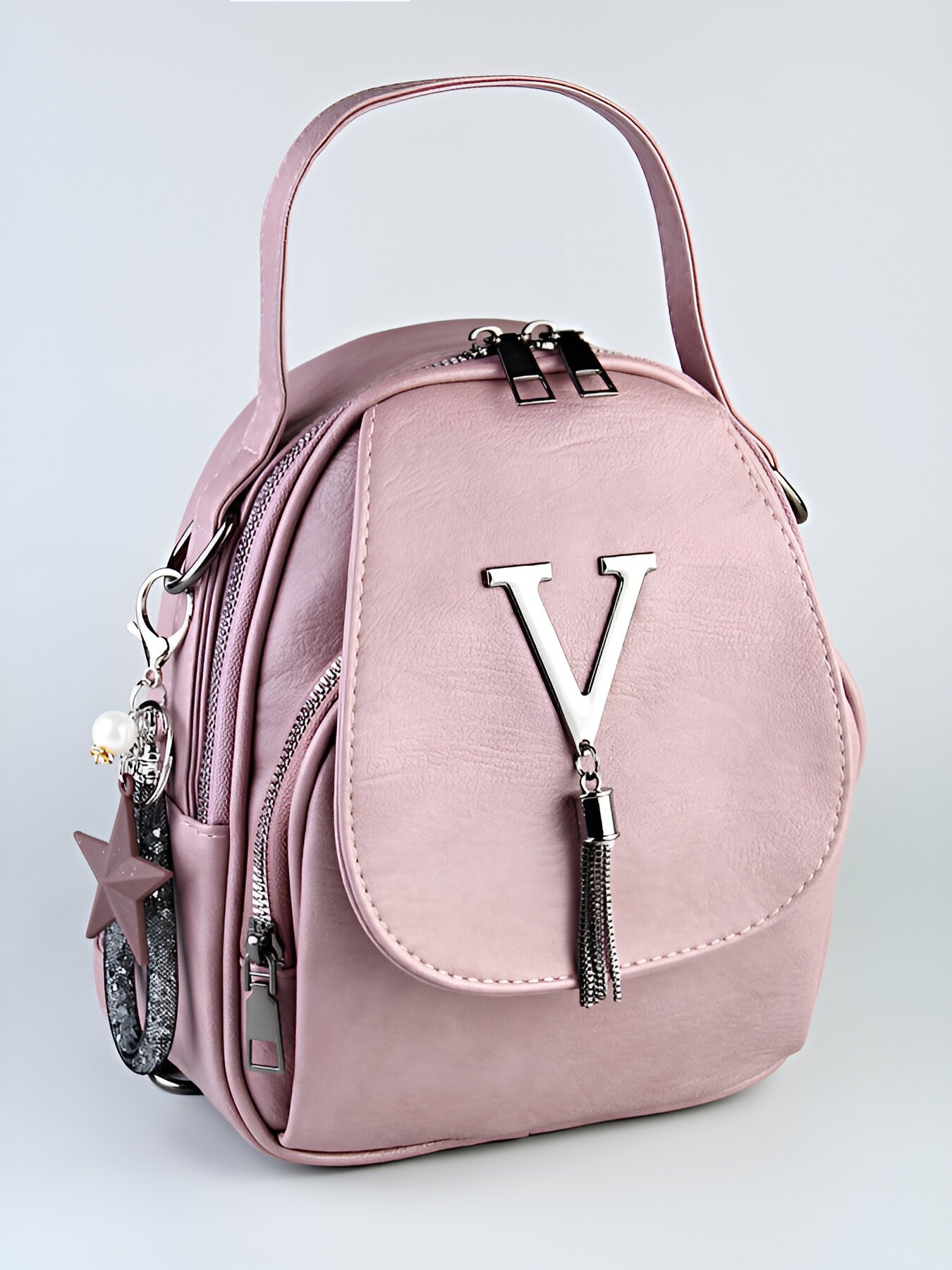 Рюкзак женский, повседневный на молнии, мини рюкзак, экокожа Skin пудровый