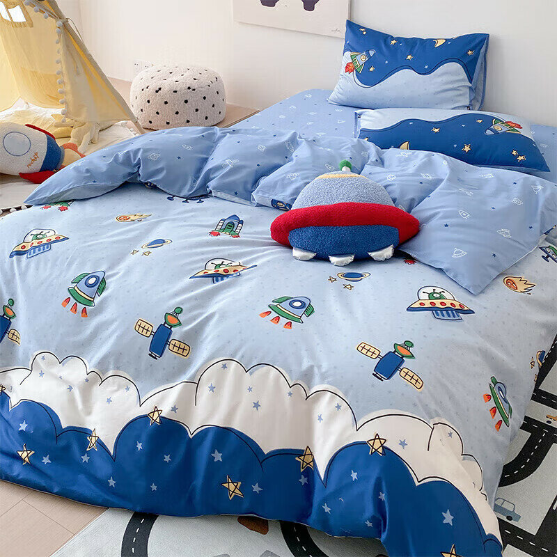 Duo Xi Ai pure cotton bedding set single dormitory pure cotton quilt cover bed sheet three-piece set 1.2m bed 152*218cm