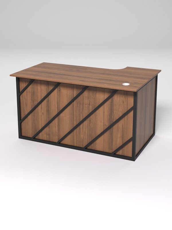 Стол эргономичный офисный СЭ-19А (левосторонний) "стронг" в стиле лофт декор №2, Орех