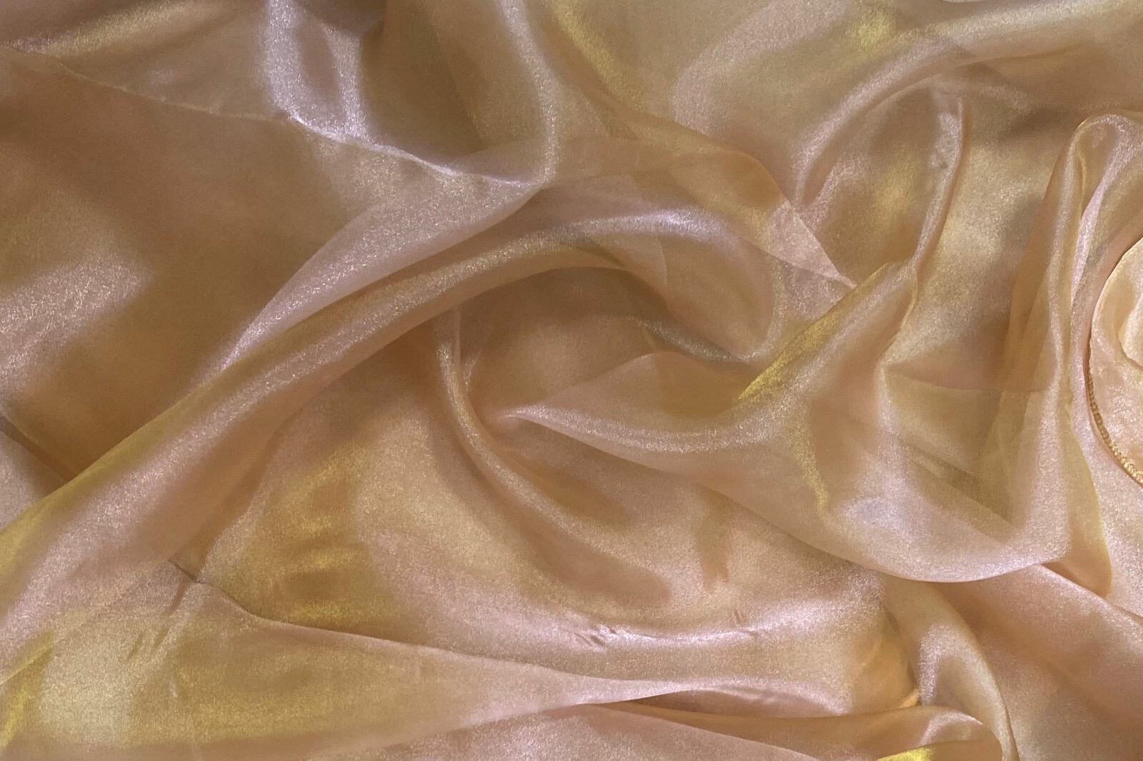 Ткань Органза шторная желто-розовая с утяжелителем, ш280см, 0,5 м