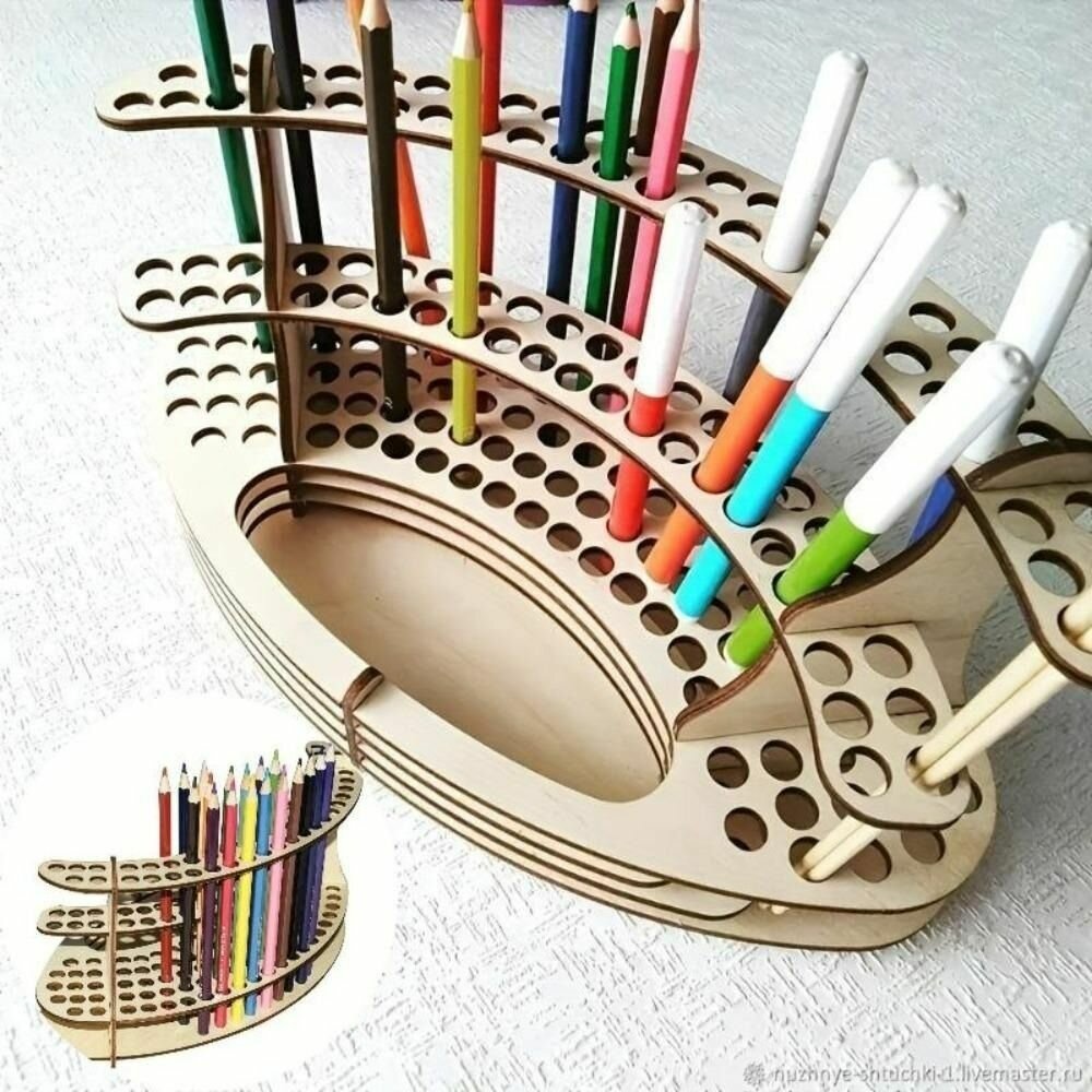 Деревянный держатель для кистей на 105 кистей, стол художника. Вертикальный органайзер