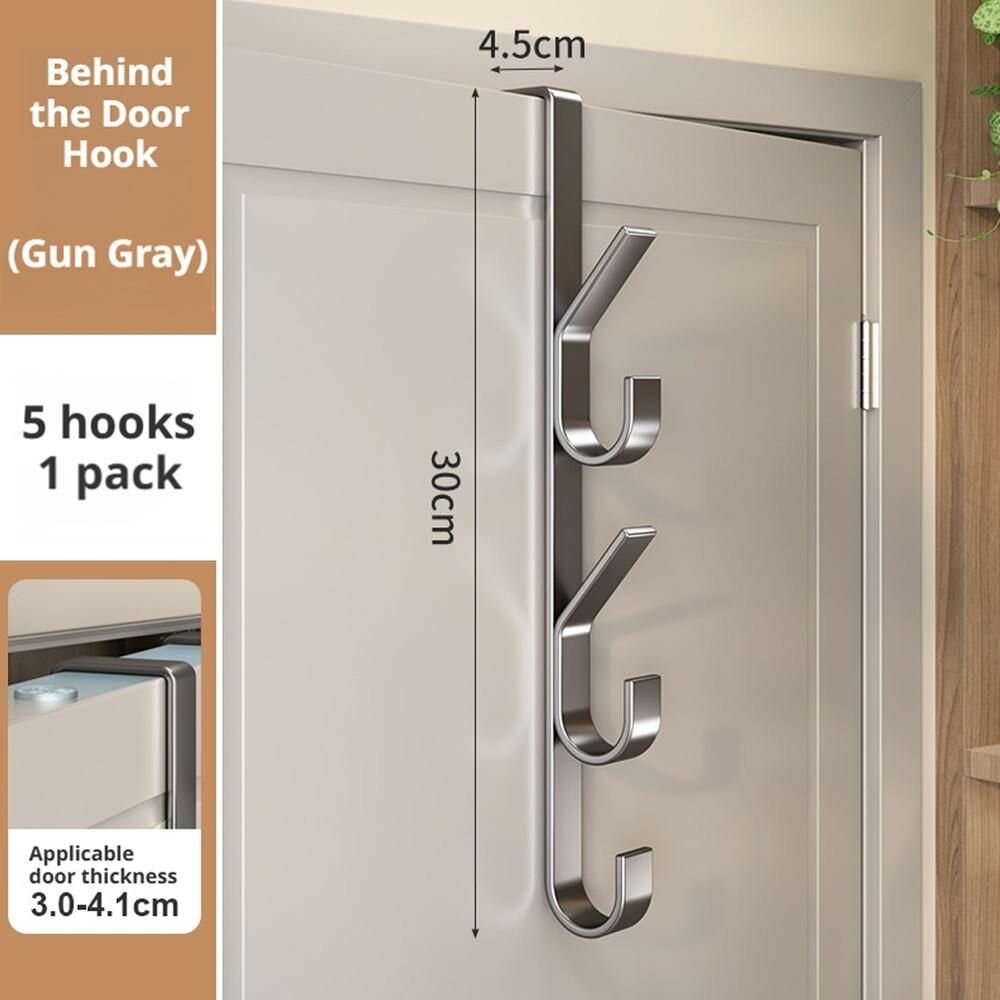 Вертикальные крючки для одежды на задней стороне двери, бытовые,5 крючка