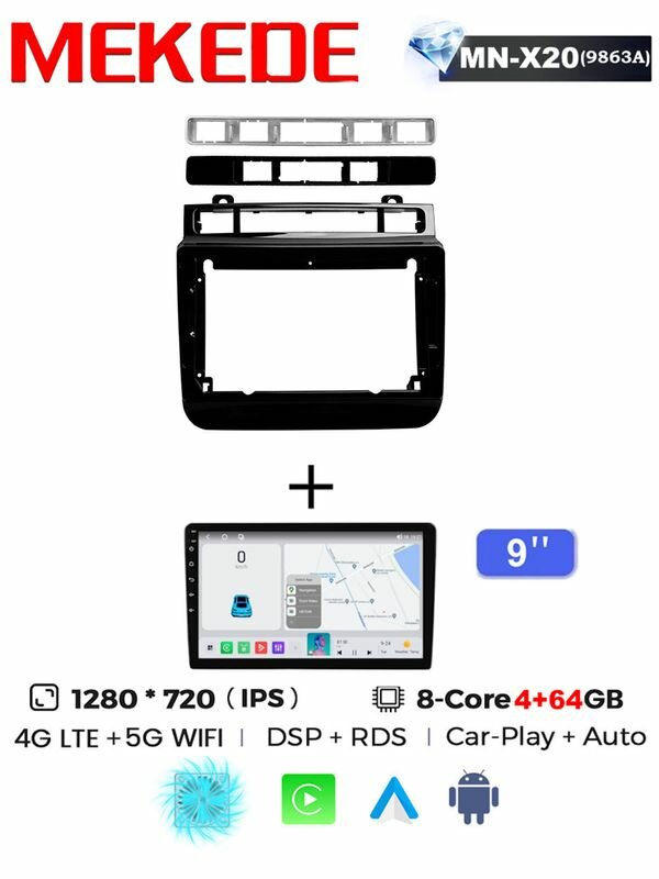 Магнитола 9" Mekede MN X20 Pro 4/64 Gb Volkswagen Touareg FL NF 2010-2018 (A) carplay