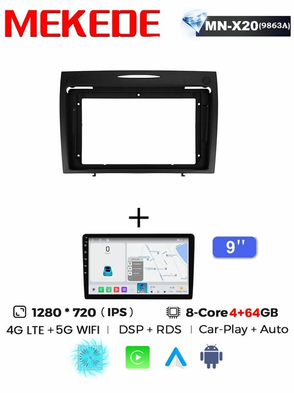Магнитола 9" Mekede MN X20 Pro 4/64 Gb Mercedes Benz SLK-Class SLK Class R171 2004-2011 carplay