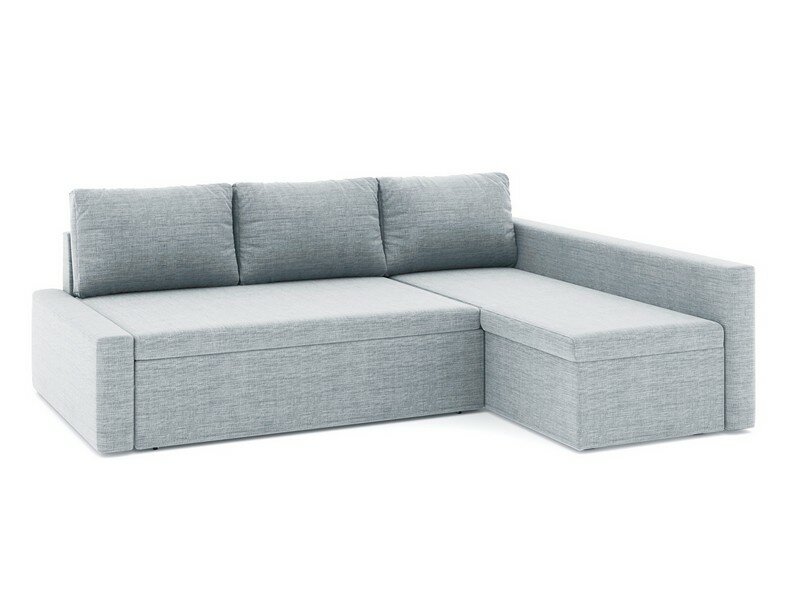 Угловой диван "Фрихетен" механизм дельфин, в ткани рогожка дрим лайт грей