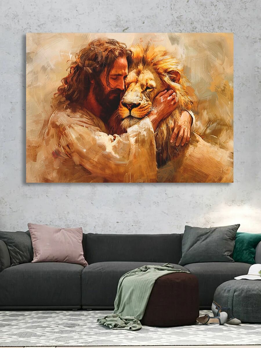 Картина Львы, Львиное благородство из коллекции "Иисус Христос и Лев", 40х60 см.