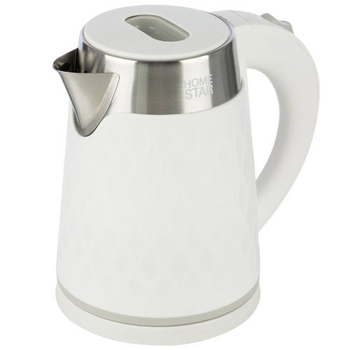 Чайник Homestar белый, HS-1021, дисковый, двойной корпус, дисковый, 1,7 л