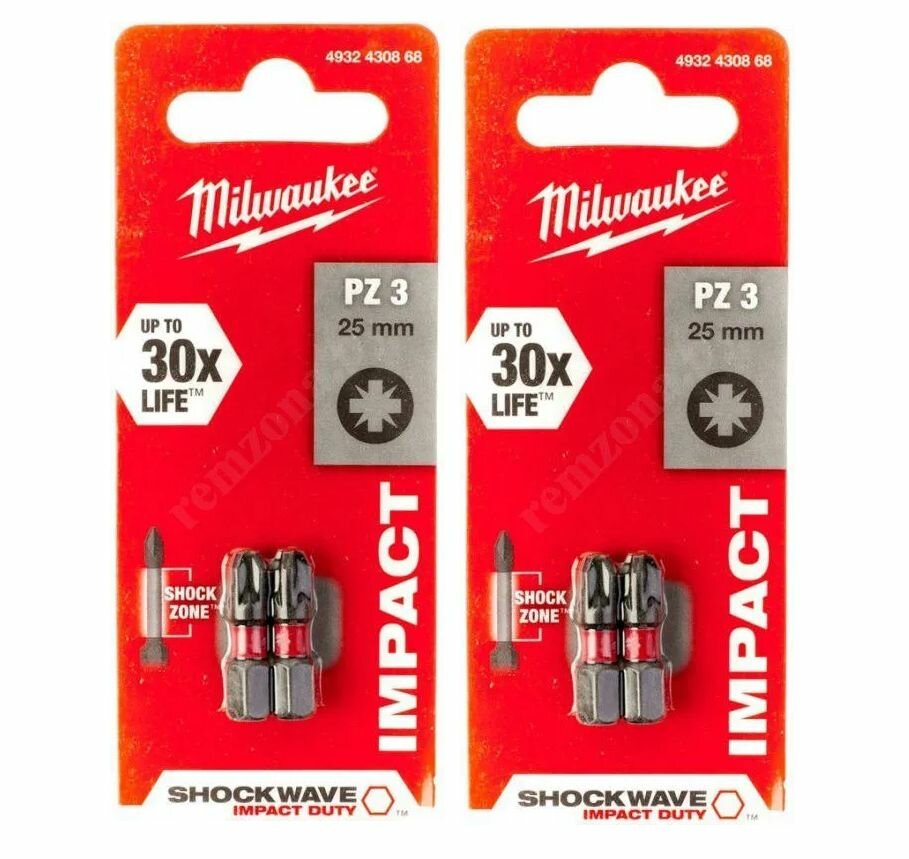 Бита Milwaukee Shockwave Impact Duty (PZ3 x 25 мм, 4шт)