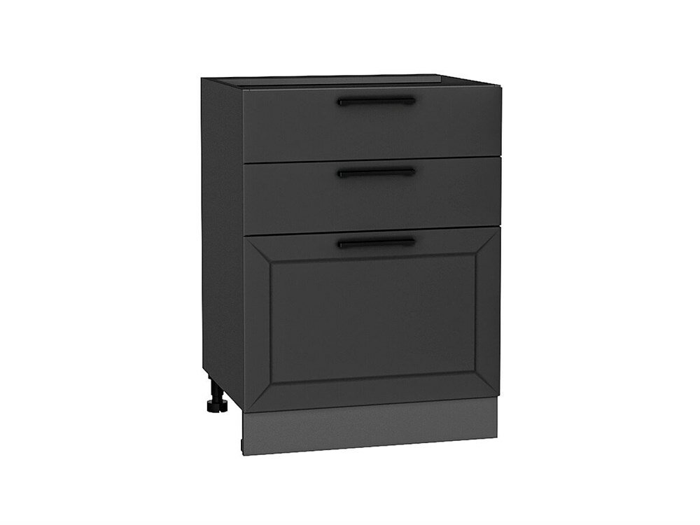 VVT Шкаф нижний с 3-мя ящиками Глетчер Graphite, Маренго Силк, 600
