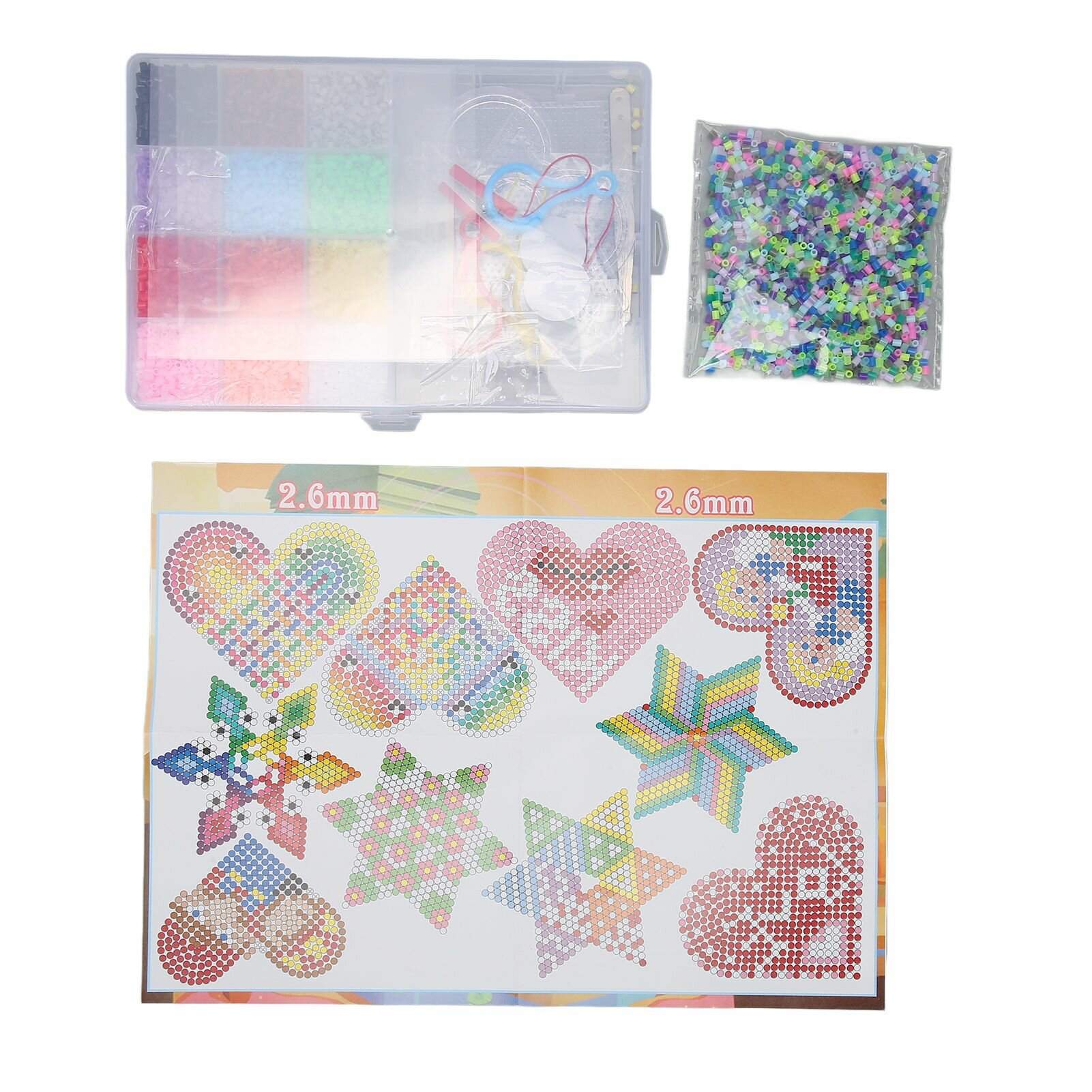 Набор шестиугольных бусин для детей, 12 цветов, 2,6 мм, прозрачные бусины сделай сам , игрушка для рукоделия с 12 формами для простоты сборки и настройки