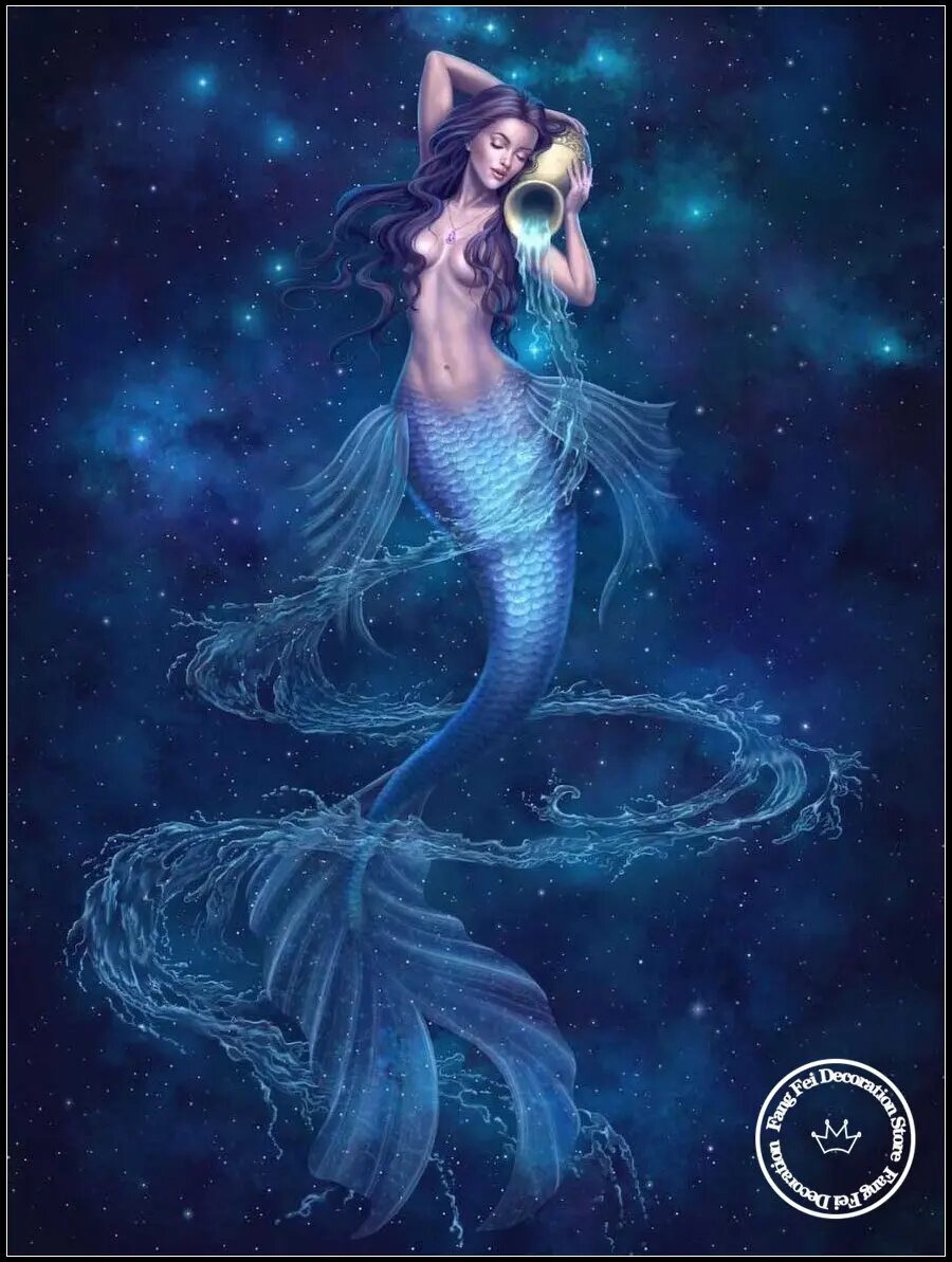 Алмазная мозаика на подрамнике "Русалка" круглые бриллианты 40х50см