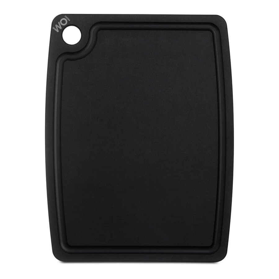 Доска разделочная с желобом WO HOME Gourmet 30x23 см, древесный композит, черная