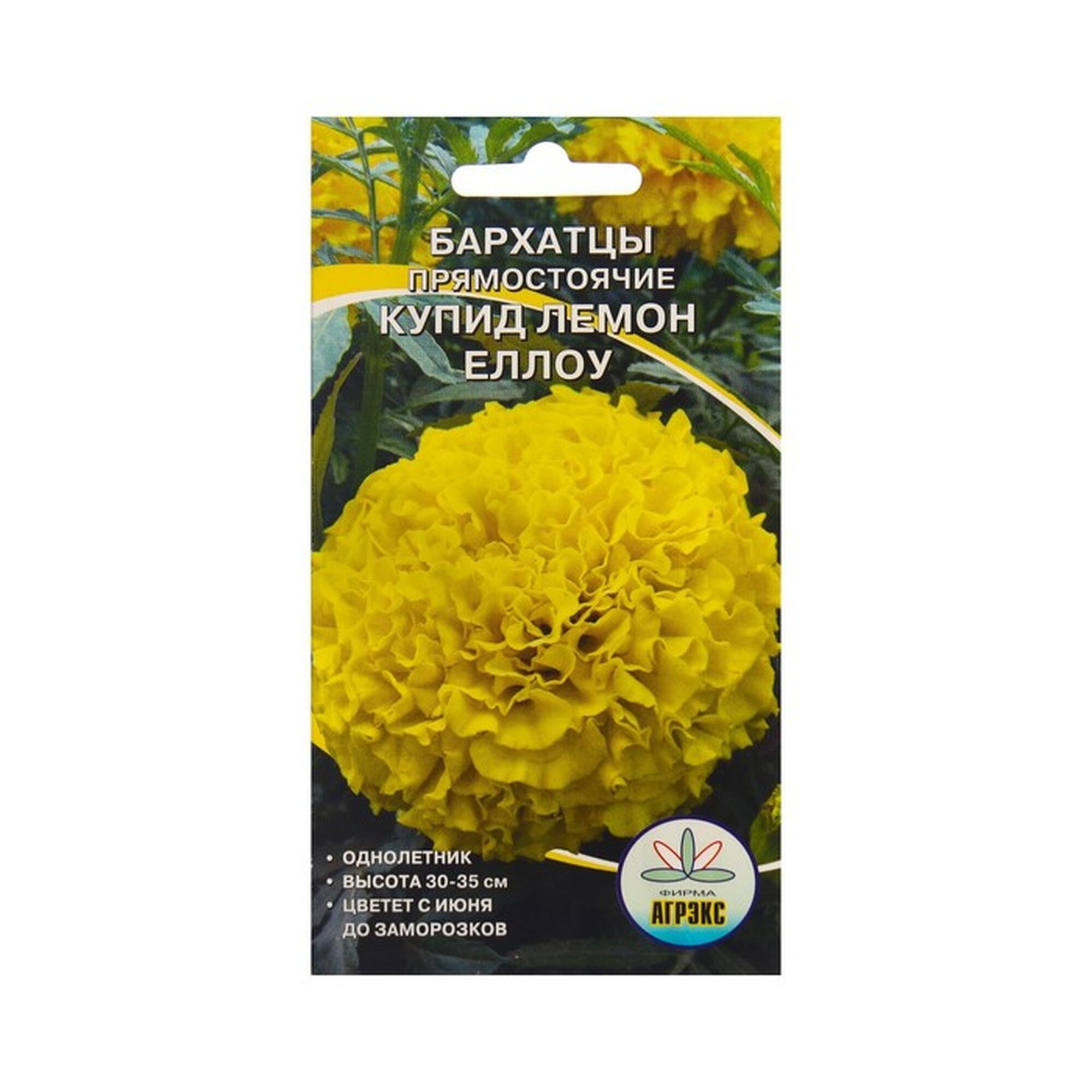 Семена цветов Агрэкс "Бархатцы Купид Лемон Еллоу", однолетние, высота до 25 см, желтые