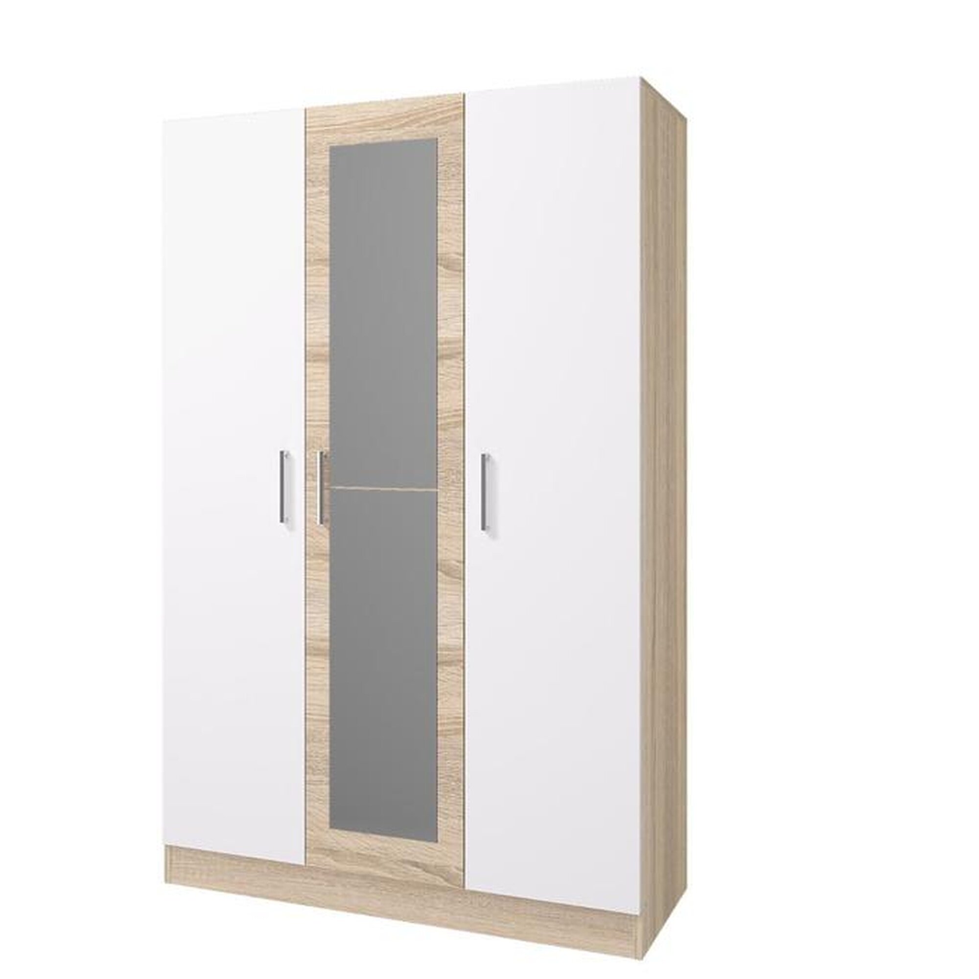 Шкаф трехстворчатый Леси, 1200х1900х466 , Дуб сонома/Дуб сонома/Белый