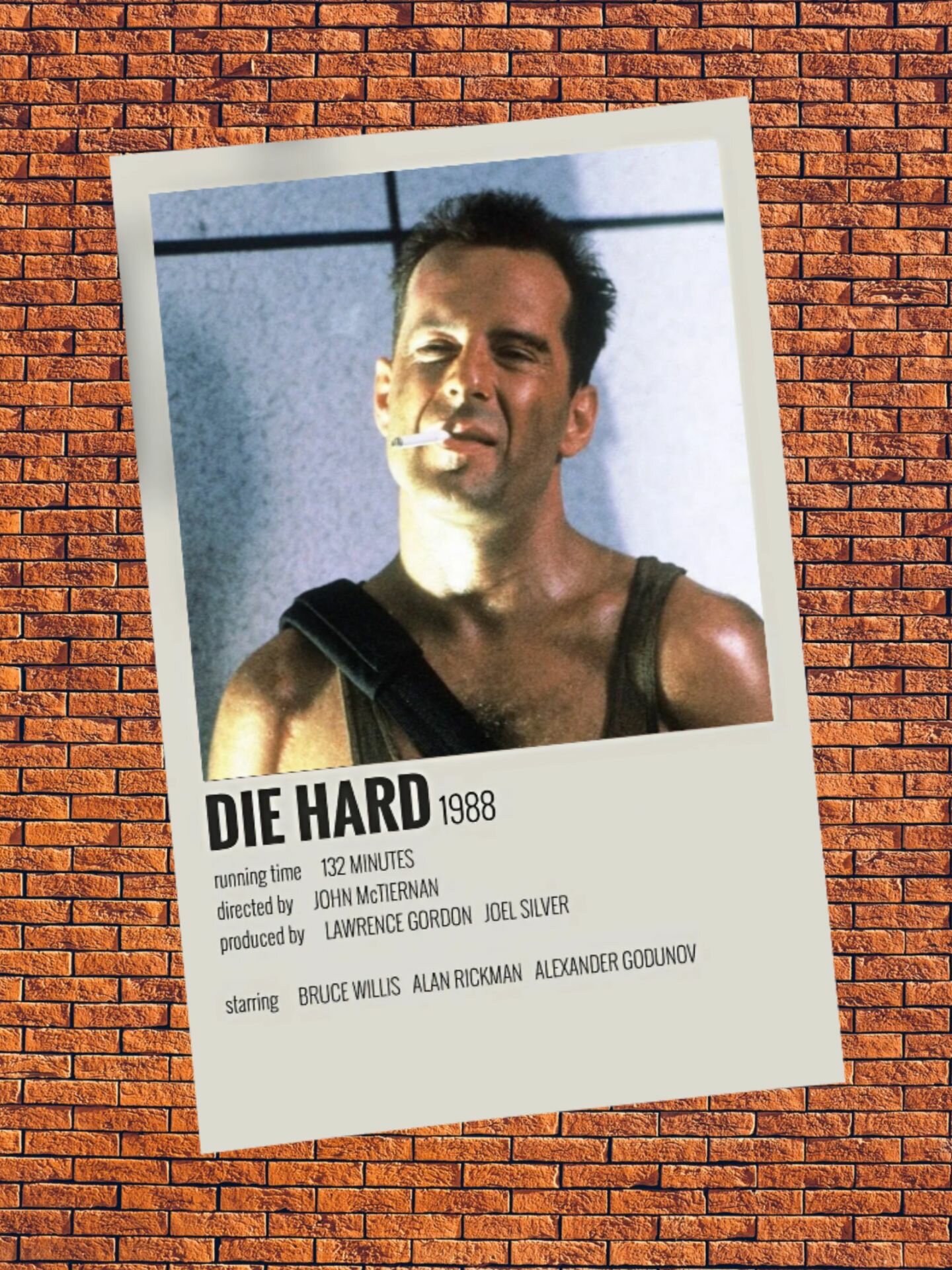 Постер "Крепкий орешек" в стиле "полароид", формат А3, 297 х 420 мм, глянцевый