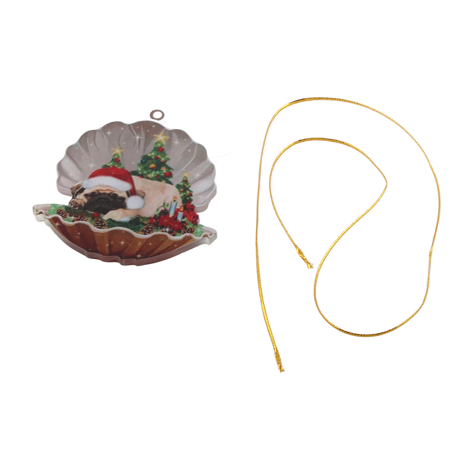 Christmas Shell Sleeping Dog Pendant Acrylic Hanging Decoration Car Tree Ornament Home Decor