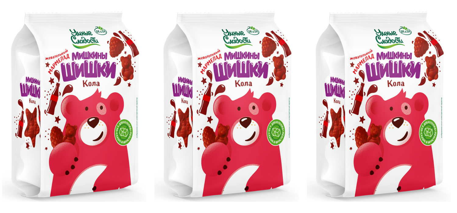 Мармелад жевательный "Умные сладости" Мишкины шишки со вкусом Колы, детская линейка, 150 г, 3 уп