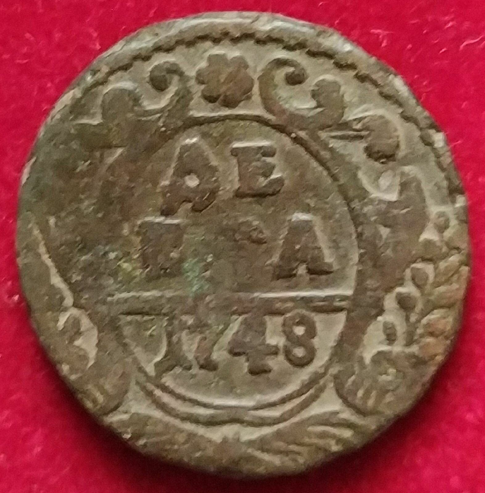 Денга 1748 года Елизавета Петровна Л21