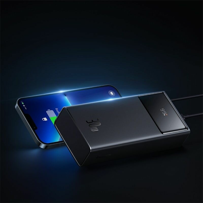 Повербанк (внешний аккумулятор) Baseus Star-Lord Digital Display Fast Charging 30000 mAh 30W (P10022905113-00) Power bank черный / Портативное зарядное устройство телефона, с кабелем USB-Type C