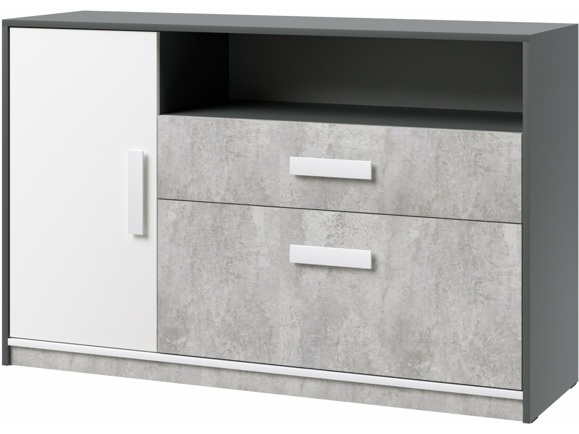 Комод для детской с 2-мя ящиками на шариковых направляющих, Графит/Цемент