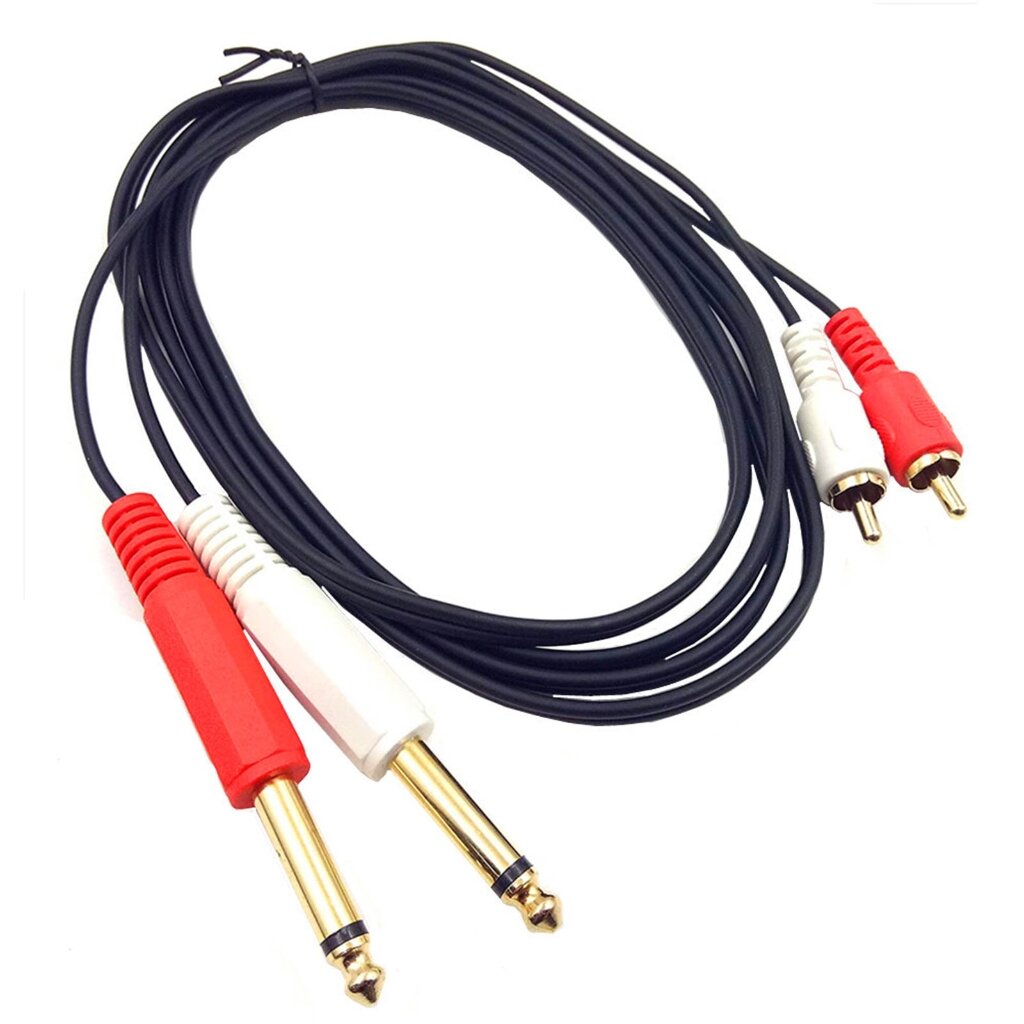 Штекер RCA к 1/4 6,35 мм адаптерному кабелю, 2 штекера стереоразъема 6,35 мм 1/4 TRS к 2 штекерам RCA