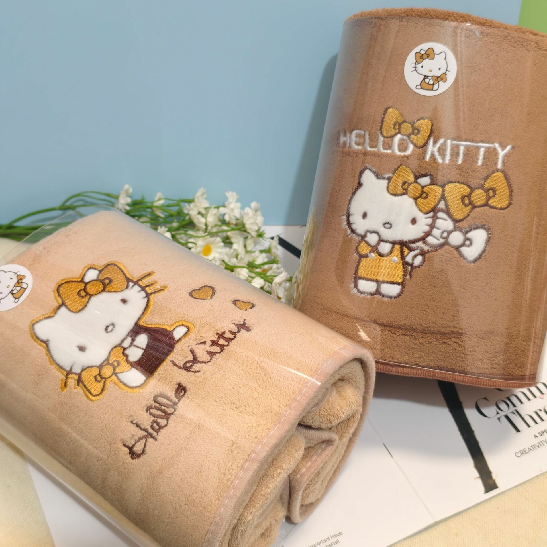 Оригинальное полотенце Sanrio серии Maillard, удобное банное полотенце, впитывающее, милое банное полотенце для лица с рисунком в виде цветка