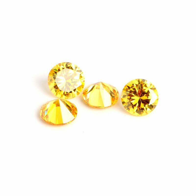 Фианит круг 10 мм, Жёлтый (10 шт.)