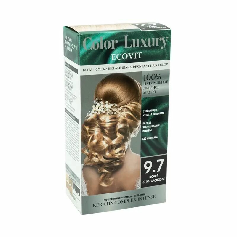 Крем-краска для волос Color Luxury , ECOVIT для окрашивания и тонирования в домашних условиях.