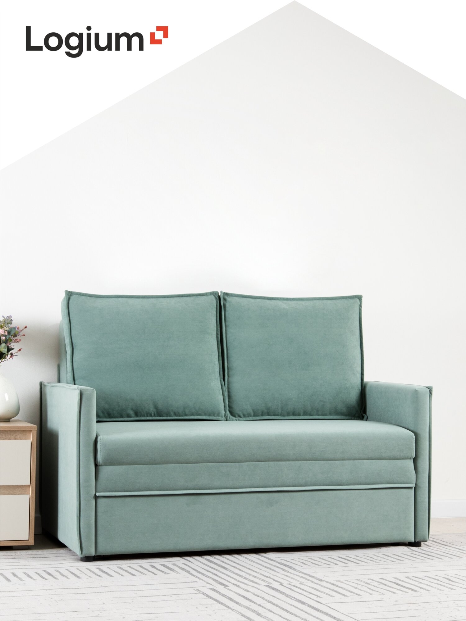 Диван раскладной на кухню, диван-кровать в детскую Сэм Вивальди 10 (ментоловый), механизм выкатной