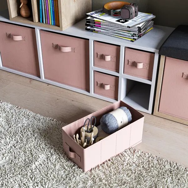 Короб-органайзер Кисс 15x31x15 см полиэстер цвет розовый