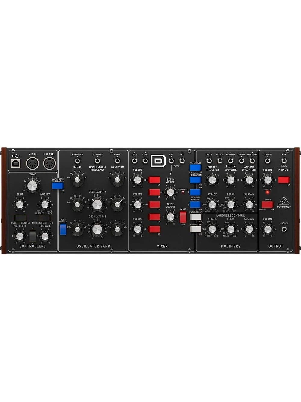 Аналоговый синтезатор Behringer MODEL D с 3 осцилляторами VCO c 5 формами волны