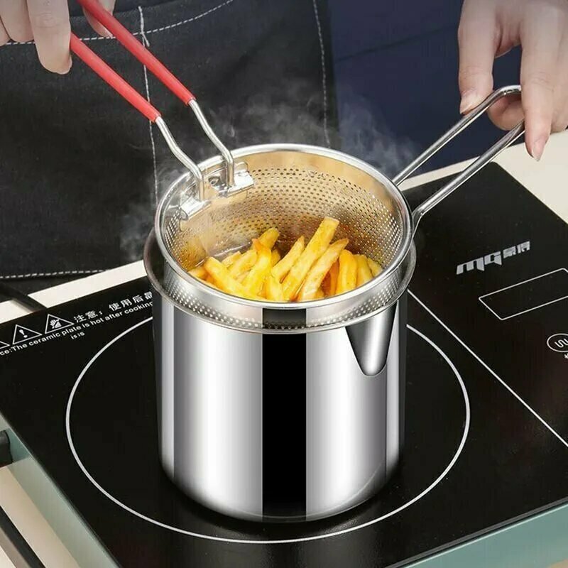 Кастрюля-фритюрница F619, нержавеющая сталь, антипригарное покрытие, с ситом