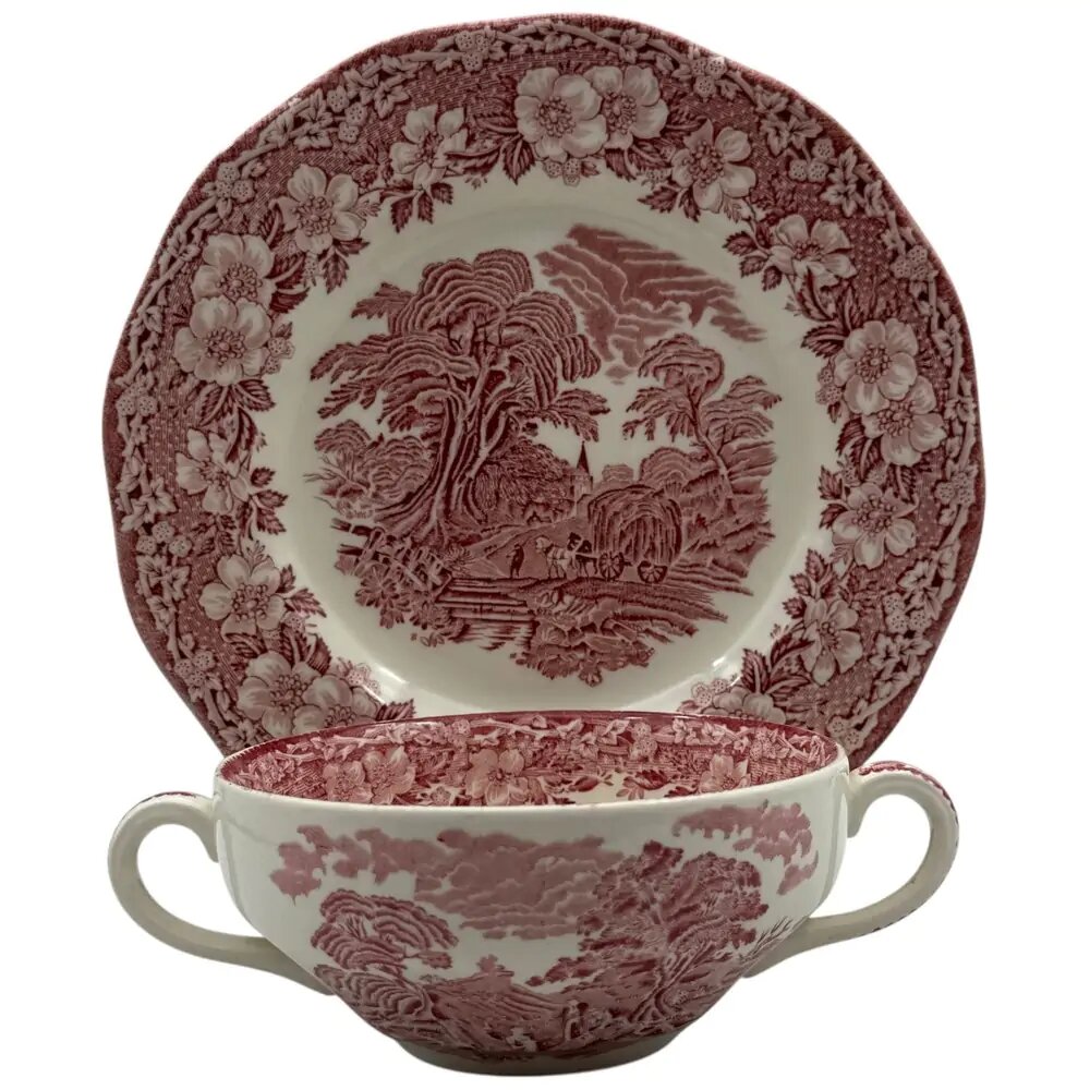 Бульонная пара "WoodLand", 300 мл, 1960-1970 гг, Enoch Wedgwood, Англия