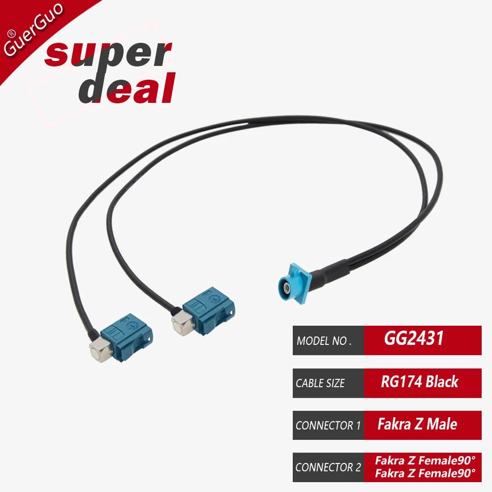 Fakra Z C Мужской Женский Автомобильный GPS-Антенный Разветвитель Замена Подходит для BMW Mercedes Benz Аудио Медиа Навигационная Система Android Экран 50CM, Z M to ZF90 ZF90