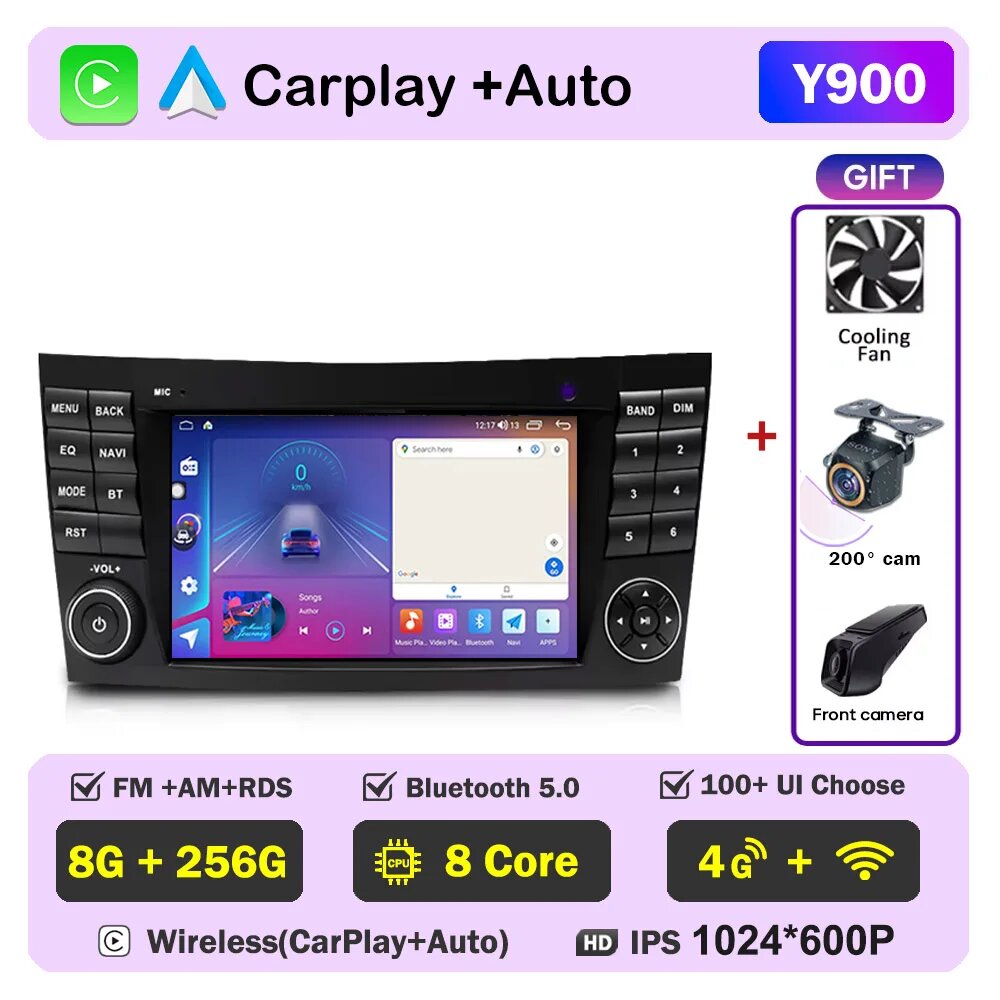 Android для Mercedes Benz E-class W211 E200 E220 E300 E350 E240 E270 E280CLS CLASS W219 Автомобильный мультимедийный экран навигация ТВ 8G-256G DVR