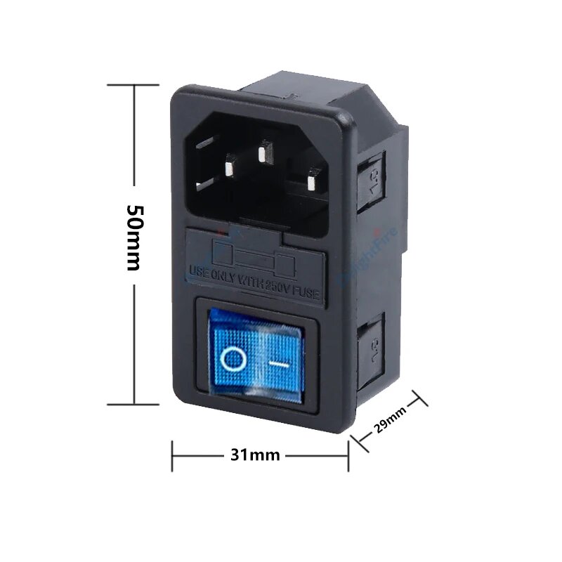 Розетка перекидная DelightFire C13/C14, 250В, 10А, Blue (Light)