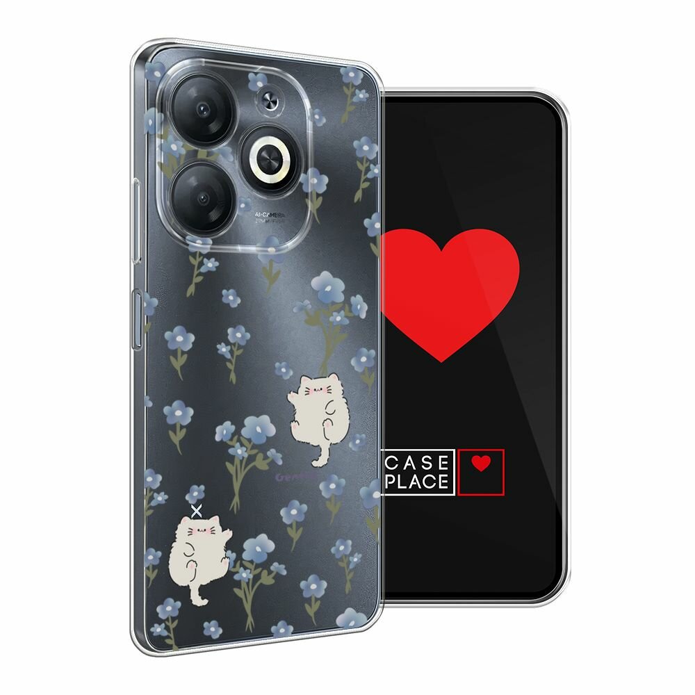 Чехол на Infinix Smart 8/8 HD/HOT 40i / Инфиникс Смарт 8/8 HD/HOT 40i с принтом "Gentle cats", прозрачный — фото 1