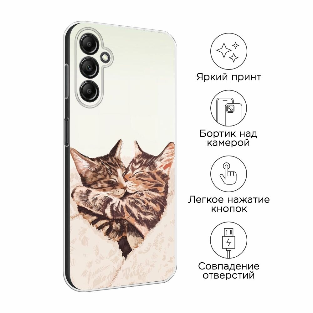 Чехол на Samsung Galaxy A15 / Самсунг А15 с принтом "Влюбленные котейки - 14 февраля" — фото 1