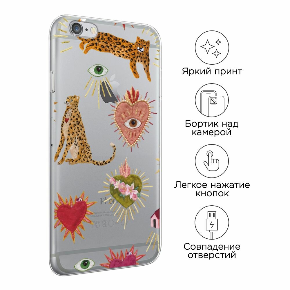 Чехол на Apple iPhone 6 / Айфон 6 с принтом "Сюрреализм паттерн", прозрачный — фото 1