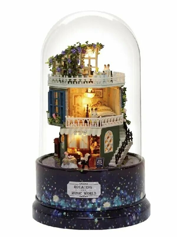 Подарочный Интерьерный конструктор (Румбокс) Миниатюра под куполом "Звёздное Небо" DIY House