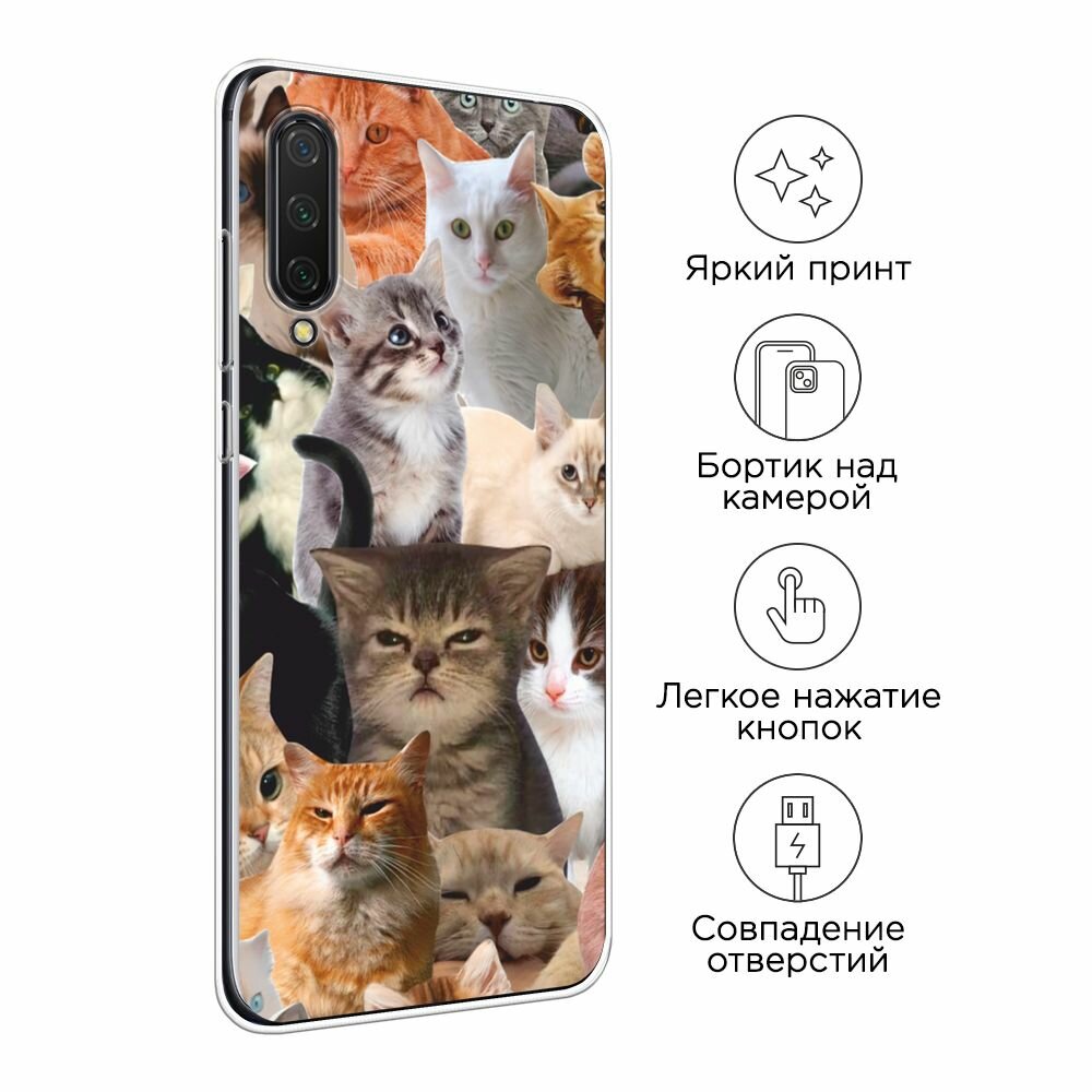 Чехол на Xiaomi Mi CC9/A3 Lite/9 Lite / Сяоми Mi CC9/A3 Lite/9 Lite с принтом "Коты из мемов" — фото 1